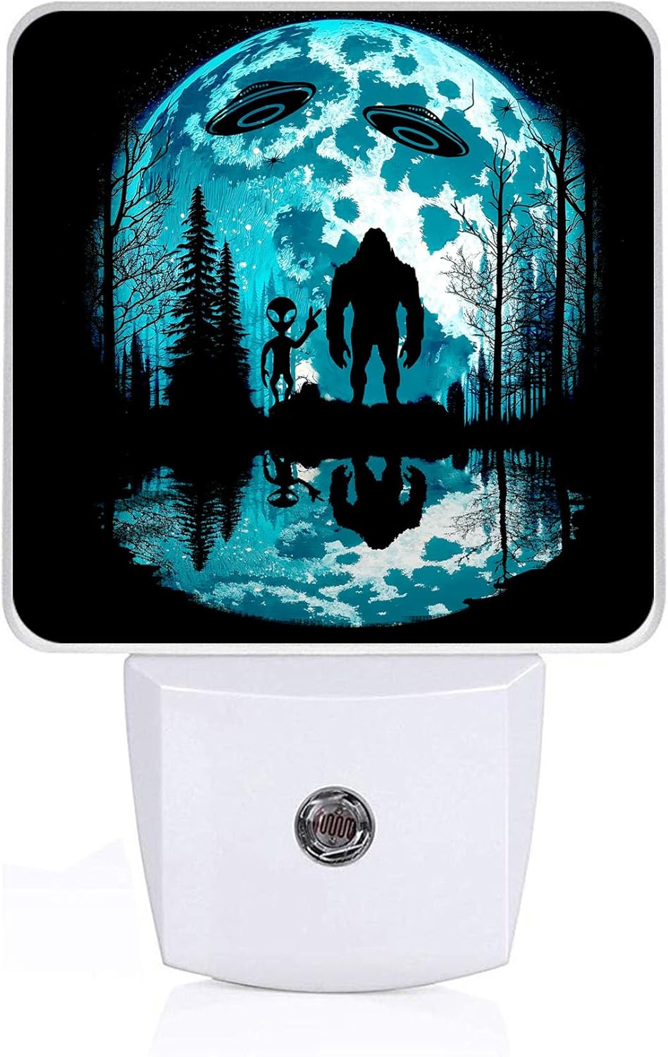 SLHFDKL Bigfoot and Alien Night Light, Plug-into Wall Moon Forest ...