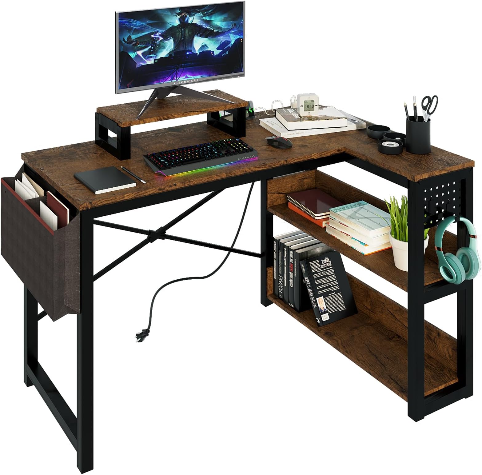 Amazon.com: WORLDEEP L Shaped Desk with Power Outlets& USB Ports,47 ...