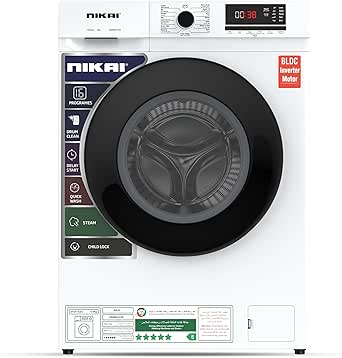 Nikai 8KG 1200 RPM Front Load Washer with 16 Programs, Energy Saving ...