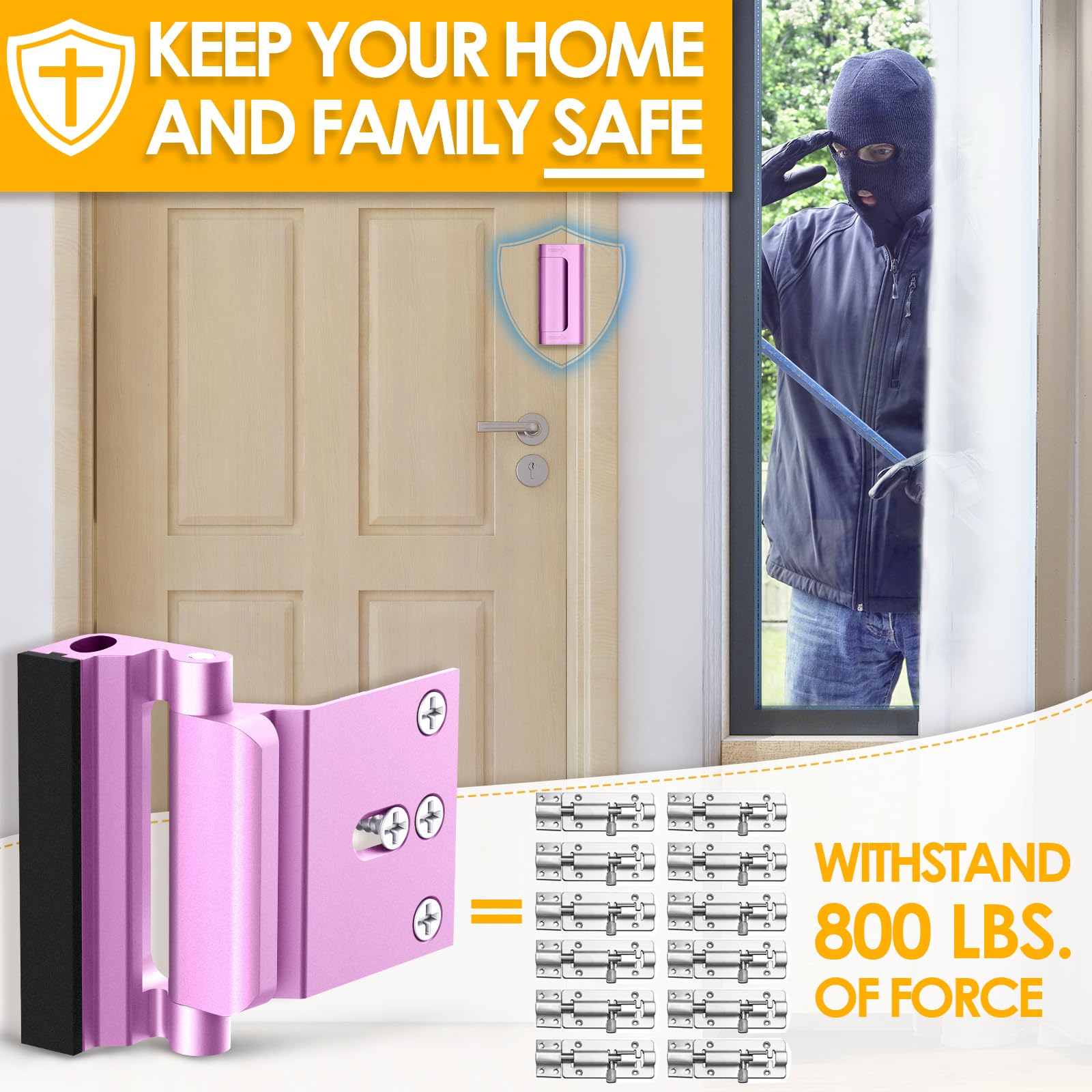 Snapklik.com : Home Security Door Reinforcement Lock: Metal Door Locks ...