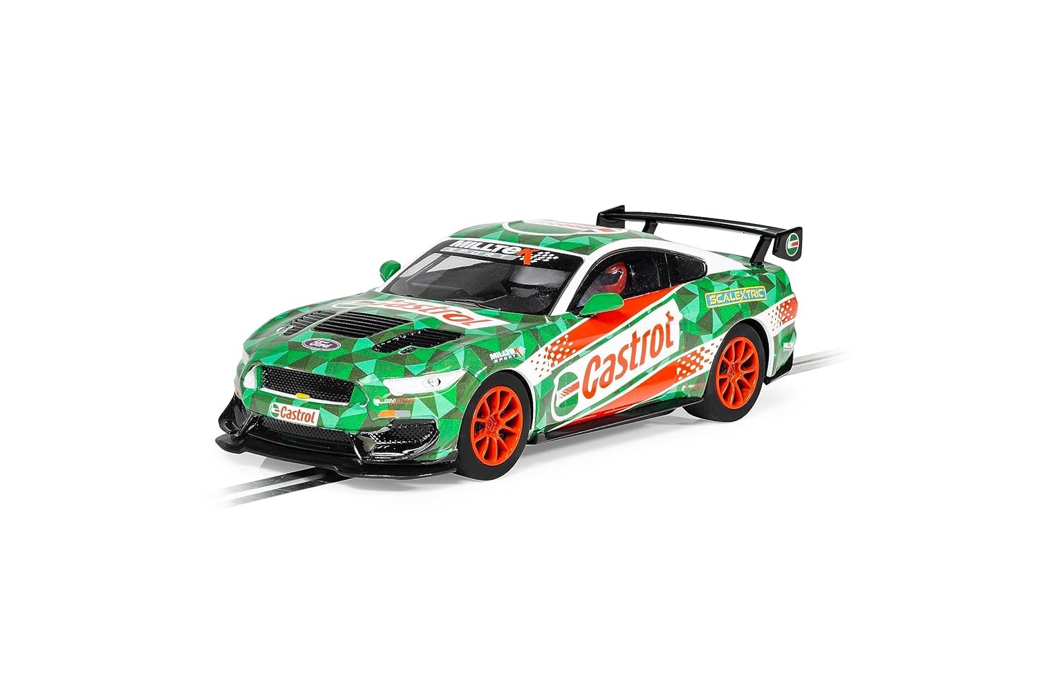 Buy Scalextric Ford Mustang GT4 Castrol 1:32 Drift 360 Guideblade Slot ...
