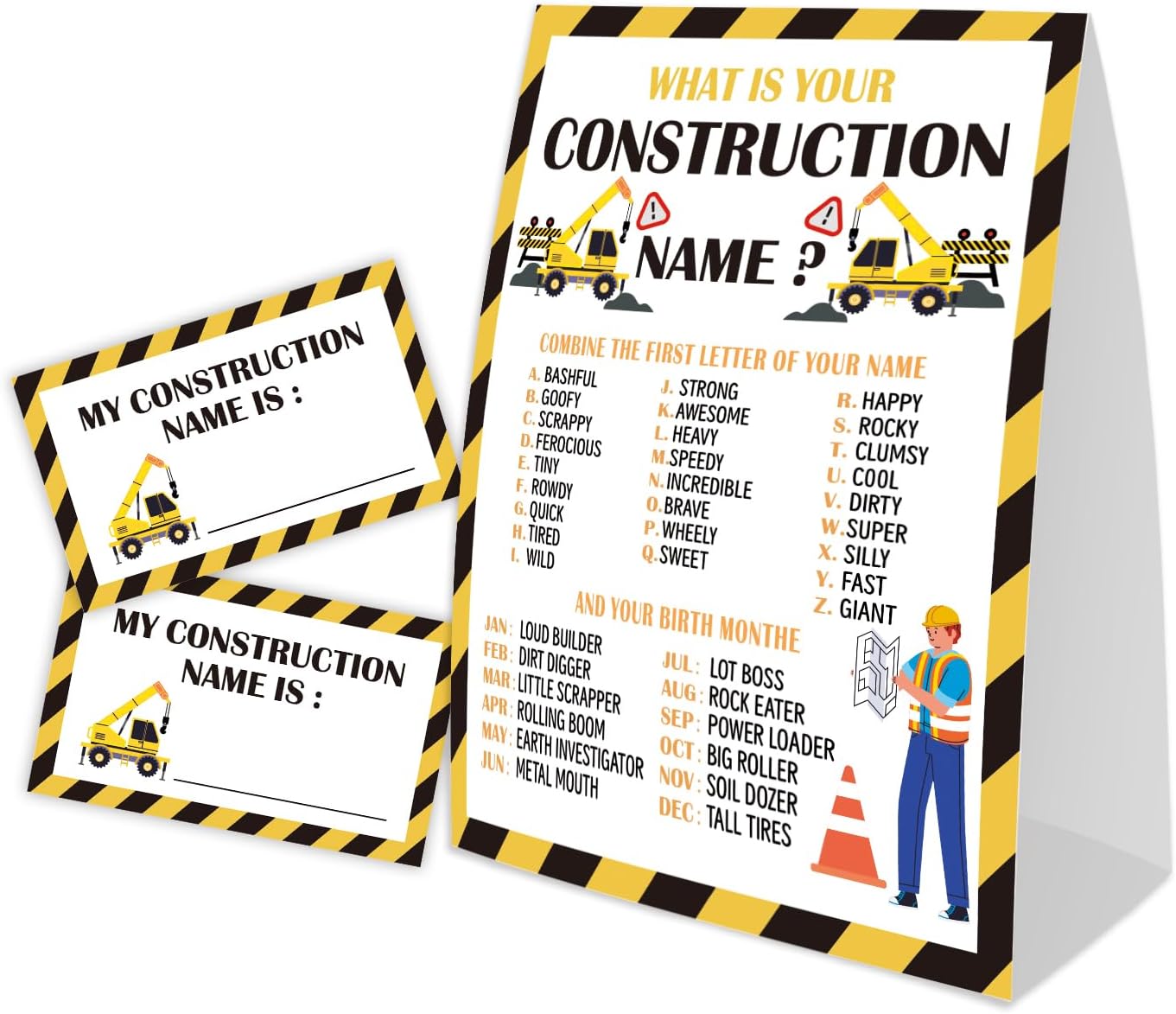 Amazon.com: ZAQTS What's Your Construction Name for Baby Shower Game ...