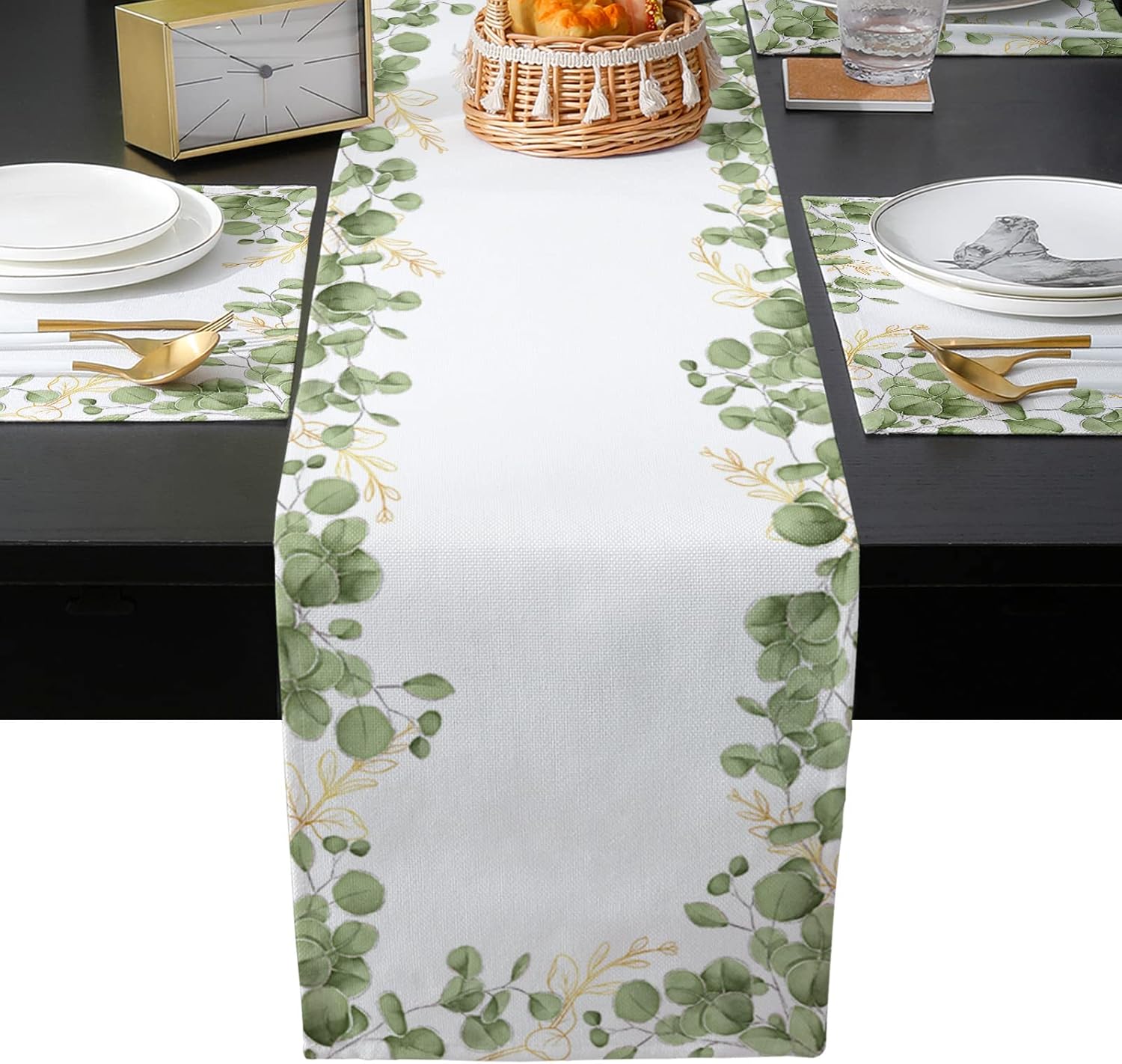 Amazon.com: Table Runner and Placemats Set for Dining Table, Eucalyptus ...