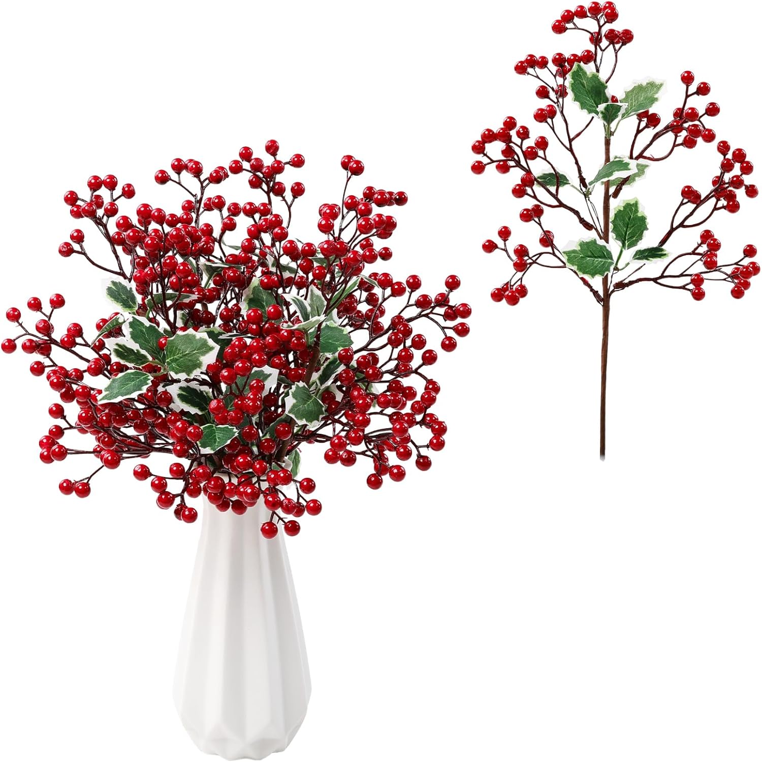 Amazon.com: SHACOS 6pcs 14" Red Berry Stems Christmas Holly Berry ...
