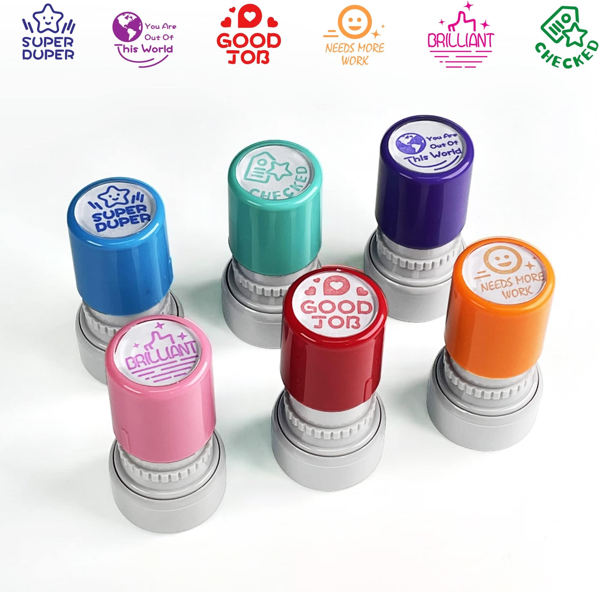 Amazon.com: YQBOOM Teacher Stamps Sorted 6 Pcs Self-Inking Rubber ...