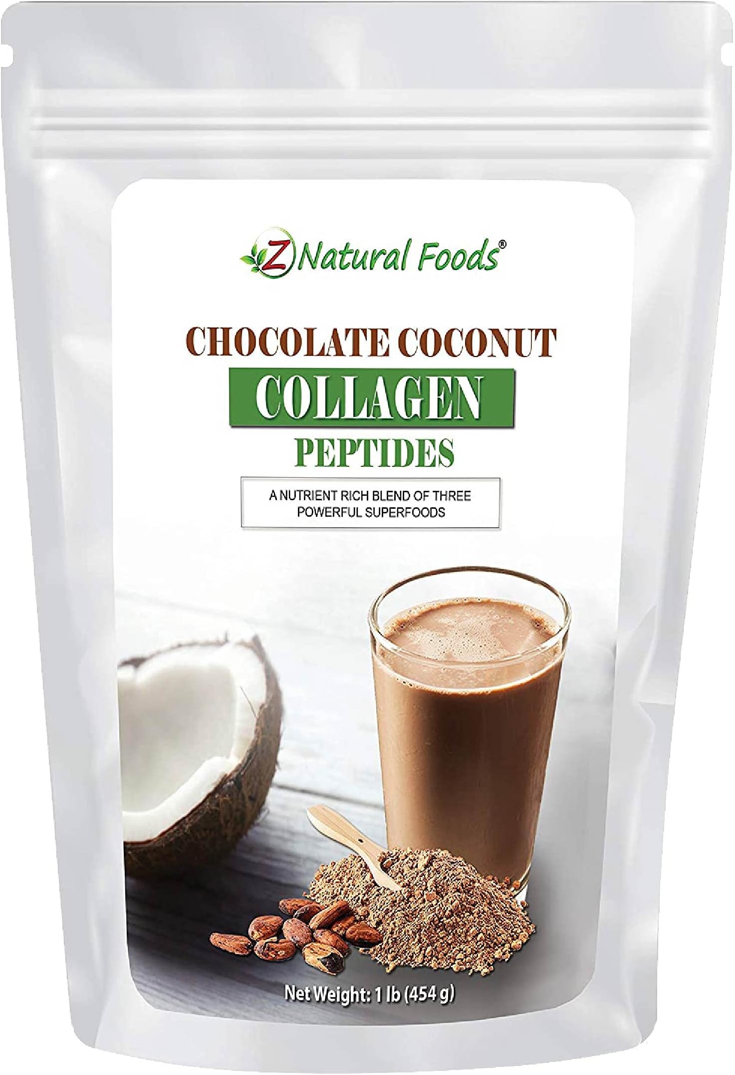 Amazon.com: Z Natural Foods Chocolate Coconut Collagen Peptides, Made ...