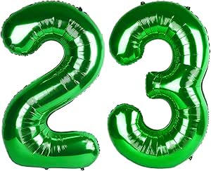Green Number 23 Balloon 40 inch, 23 Number Balloons, 23rd Green ...