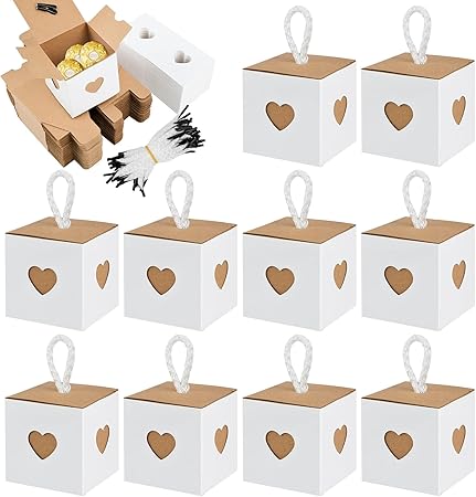 50 Pezzi Scatoline Cartone,Scatoline Carta Kraft bianche e marroni con ...