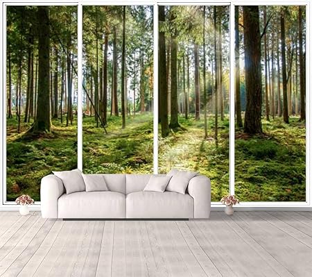 3D Fake Window Wallpaper German Forest Black Forest Sunny ray Light ...