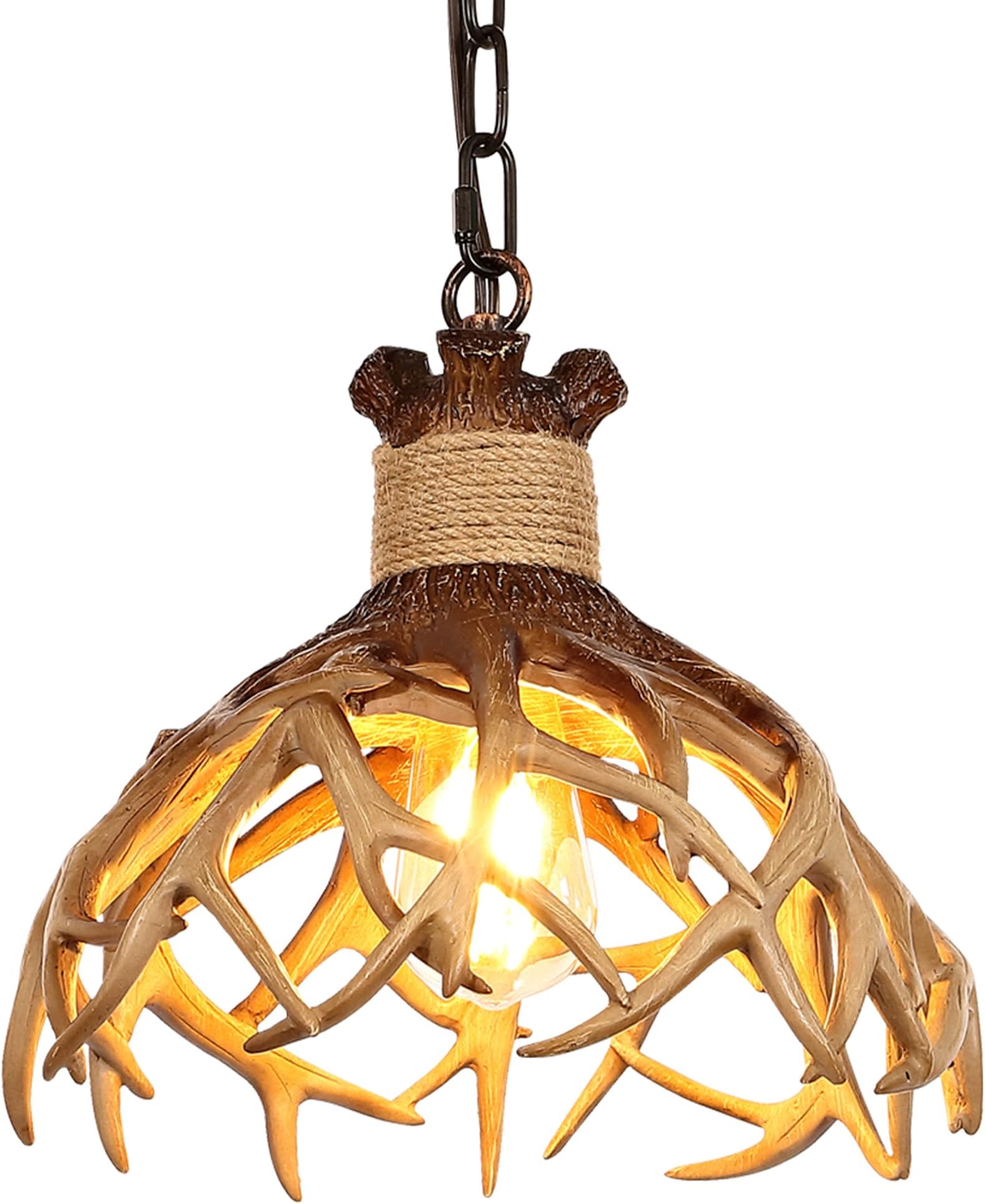 BOOU Antler Pendant Ceiling Lighting, Small Rustic Deer Antler Light ...