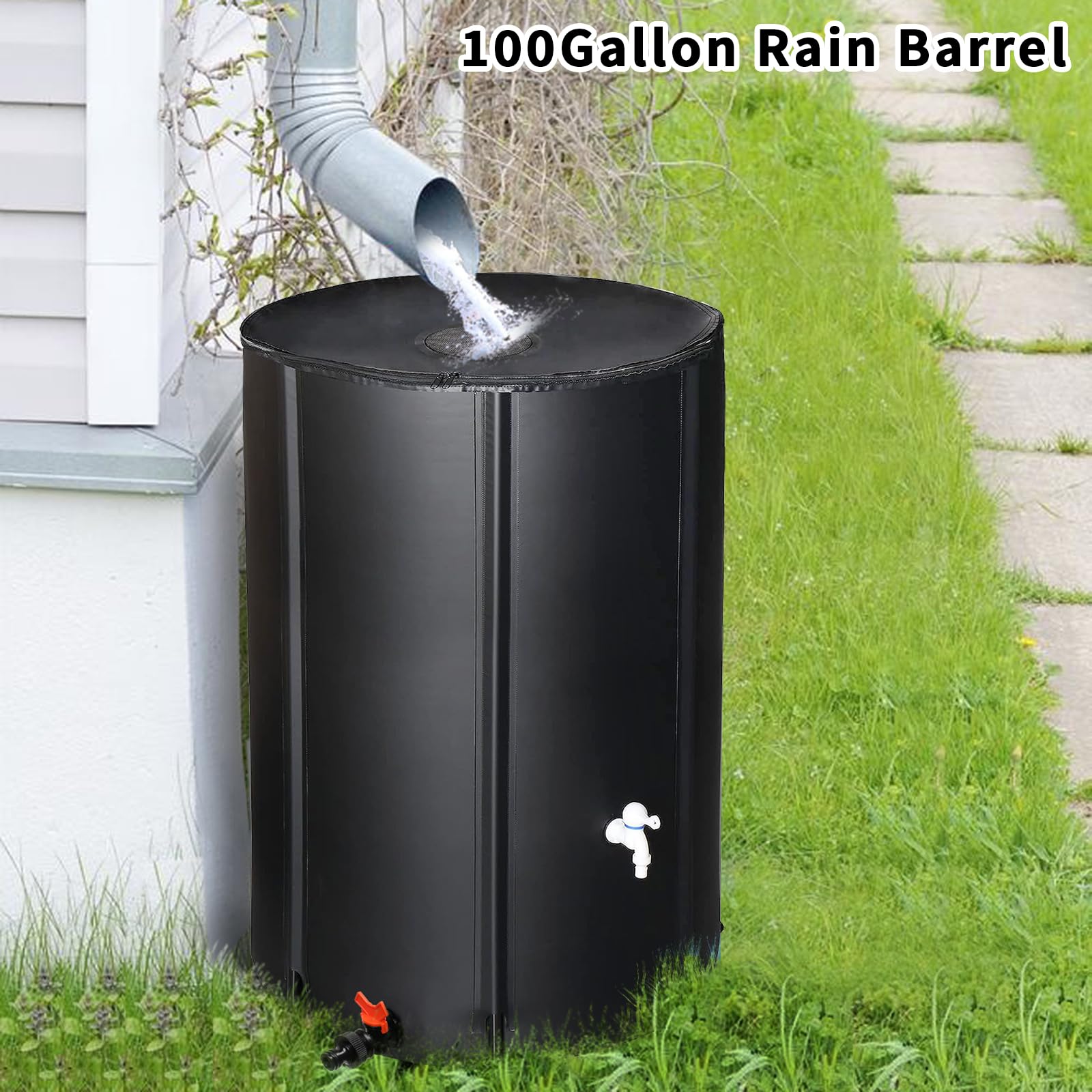 Snapklik.com : Collapsible Rain Barrel, 100 Gallon Portable Rainwater ...