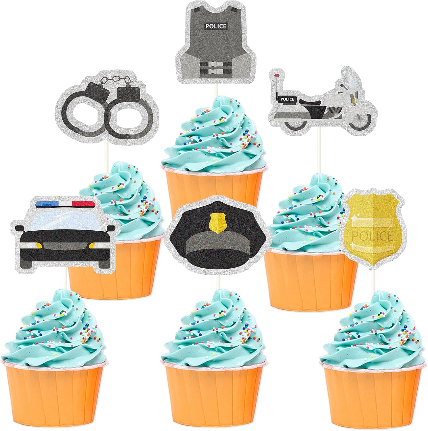 Amazon.com: 18pcs Police Cupcake Topper, Policeman Cupcake Topper ...