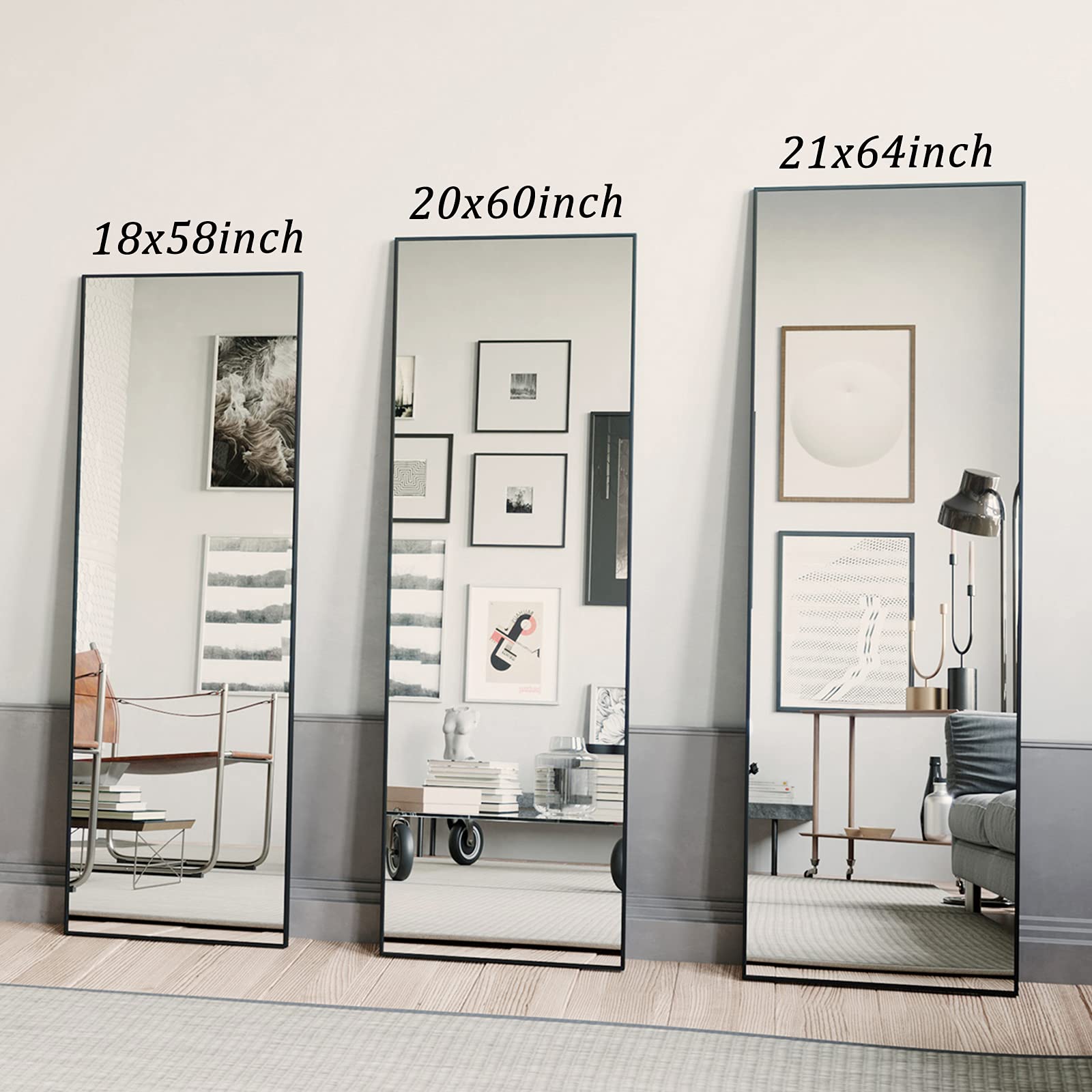 BEAUTYPEAK Full Length Mirror, 58"x18" Standing Hanging or Leaning ...