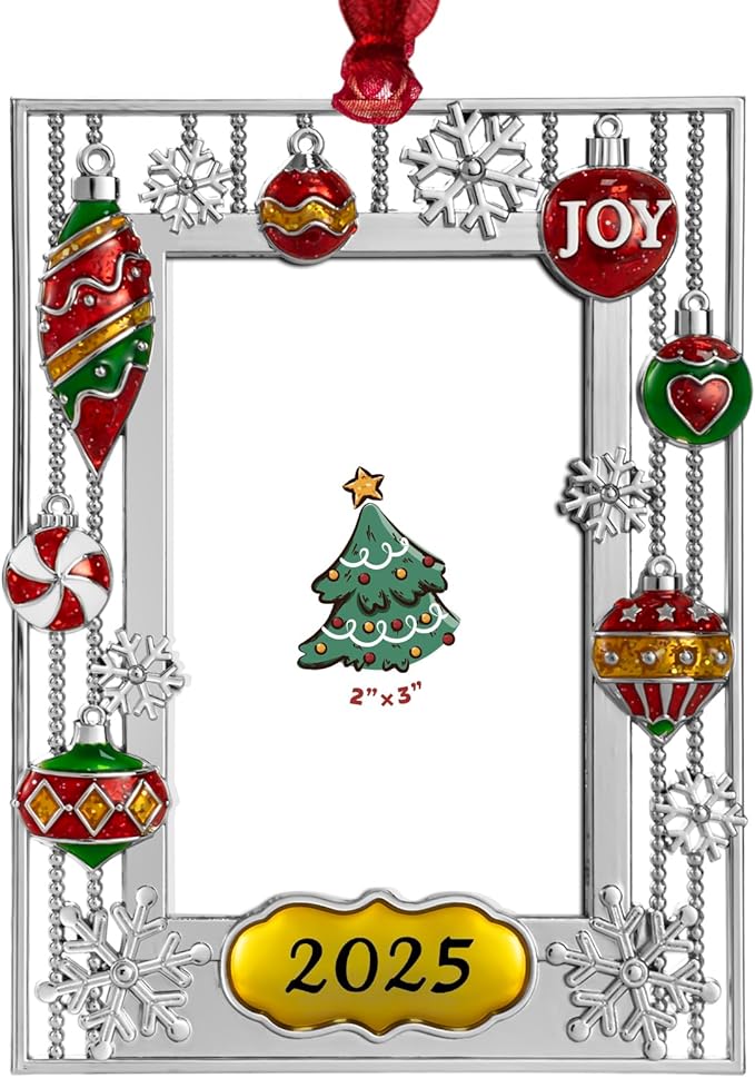 Amazon.com: Mulumu 2025 Christmas Tree Snowman Ornament Picture Frame ...