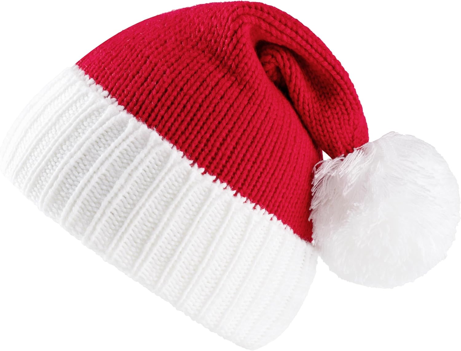 Amazon.com: Giggling Getup Santa Hat with Pom Poms, Red Knitted ...