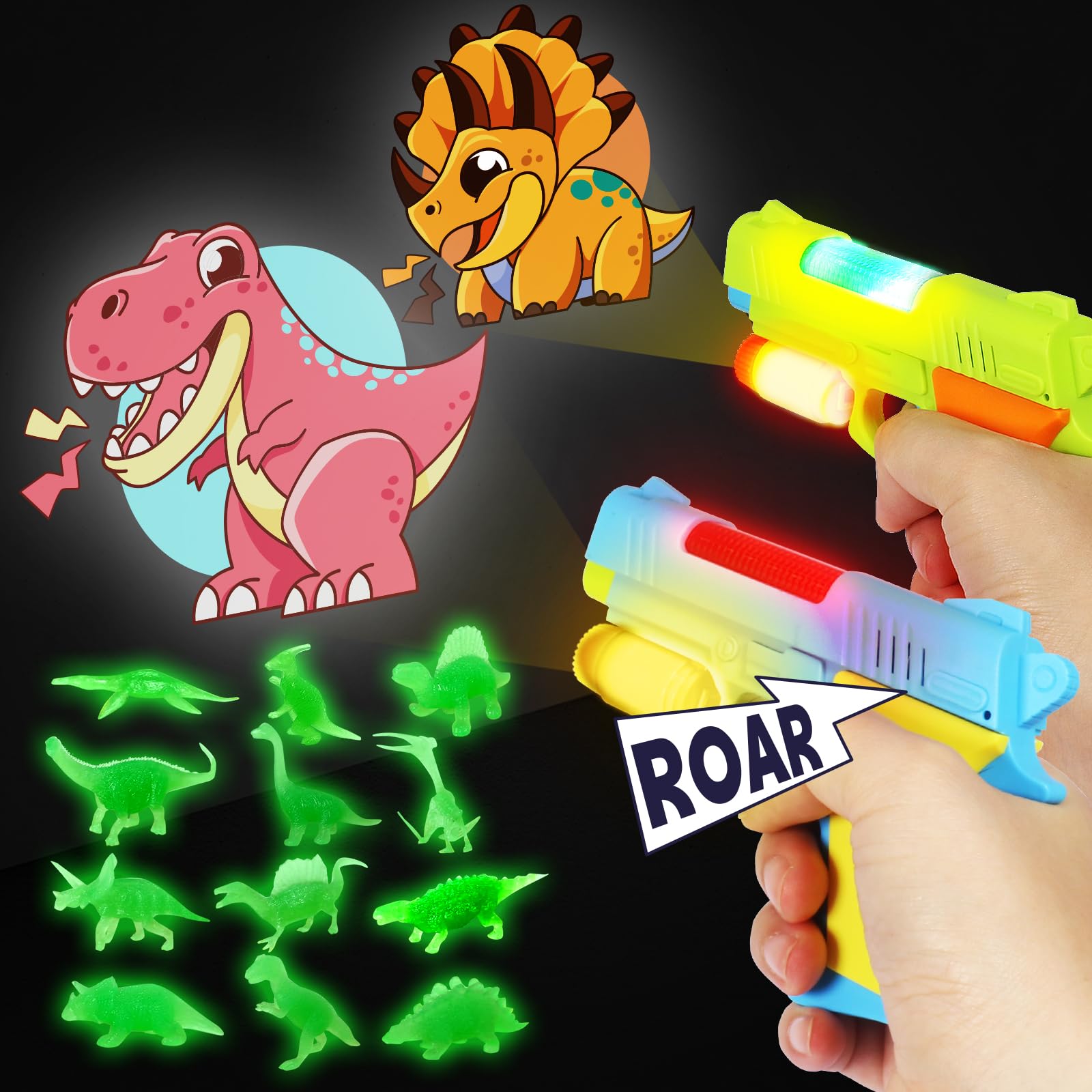 Amazon.com: DINOBROS Dinosaur Projector Toy Pistol with Light and Sound ...