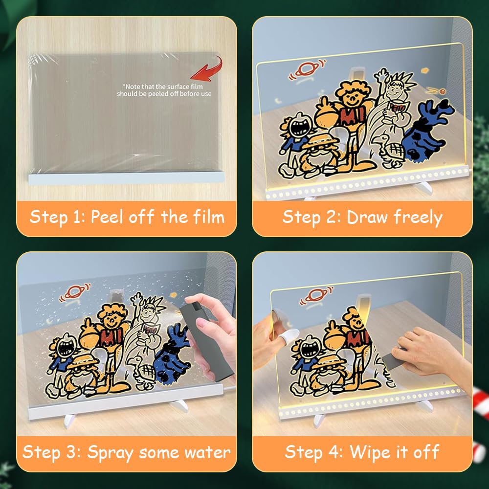 LED Note Board with Colors, Lighted Acrylic Dry Erase Board, Acrylic ...