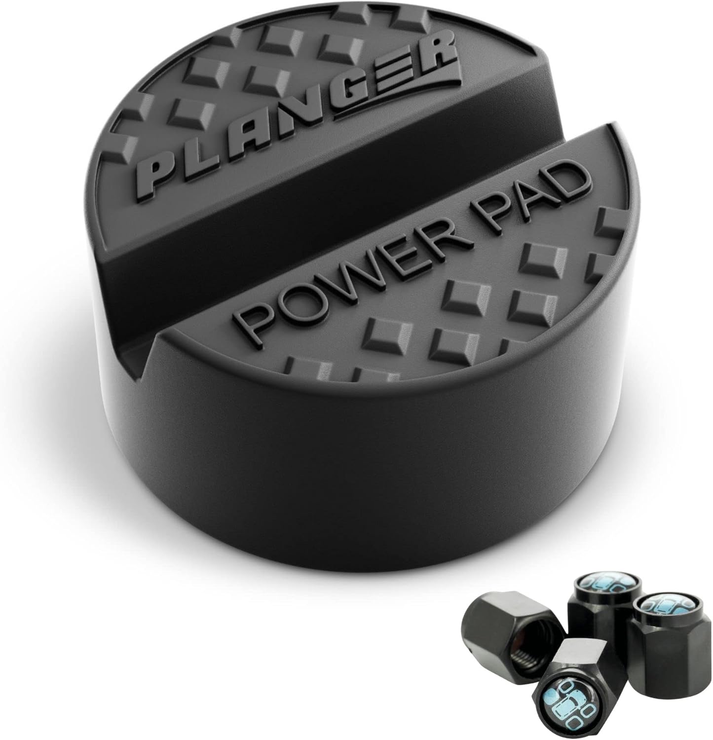 Amazon.com: PLANGER® Rubber Jack Pad + 4 VALVE CAPS - Power Pad Flat ...