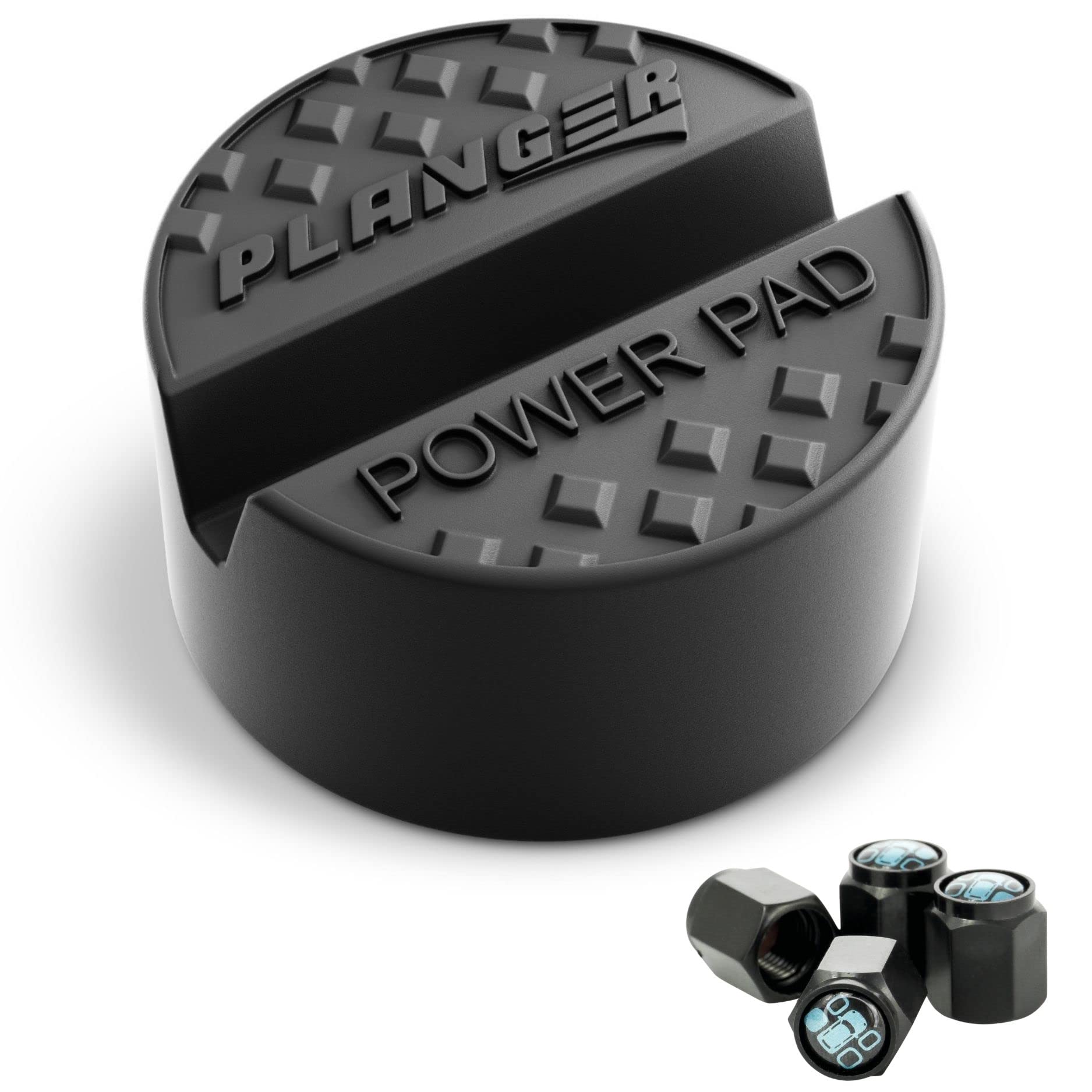 Amazon.com: PLANGER® Rubber Jack Pad + 4 VALVE CAPS - Power Pad Flat ...