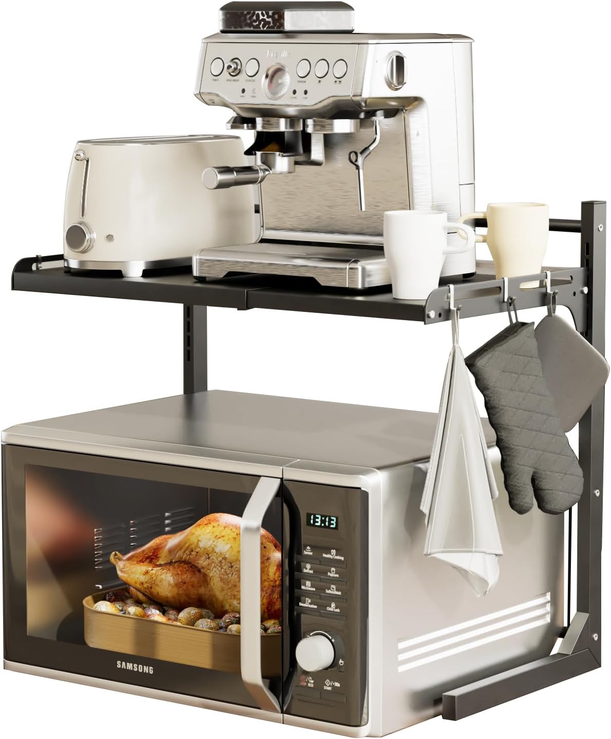 Amazon.com: INTBUYING 2 Layer Microwave Oven Wall Mount Shelf Stainless ...