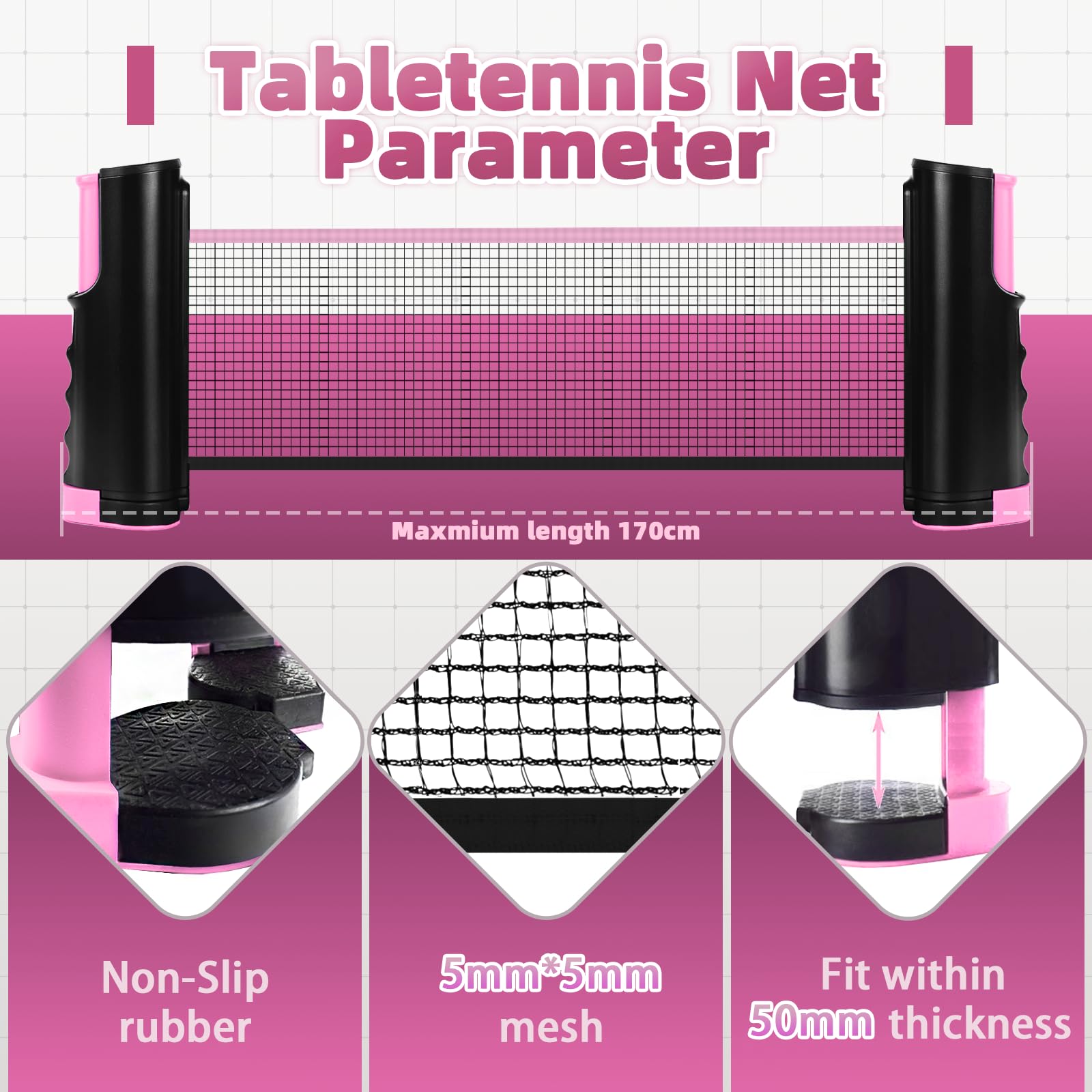 Snapklik.com : Sportout Retractable Ping Pong Net 72-Inch Table Tennis Net