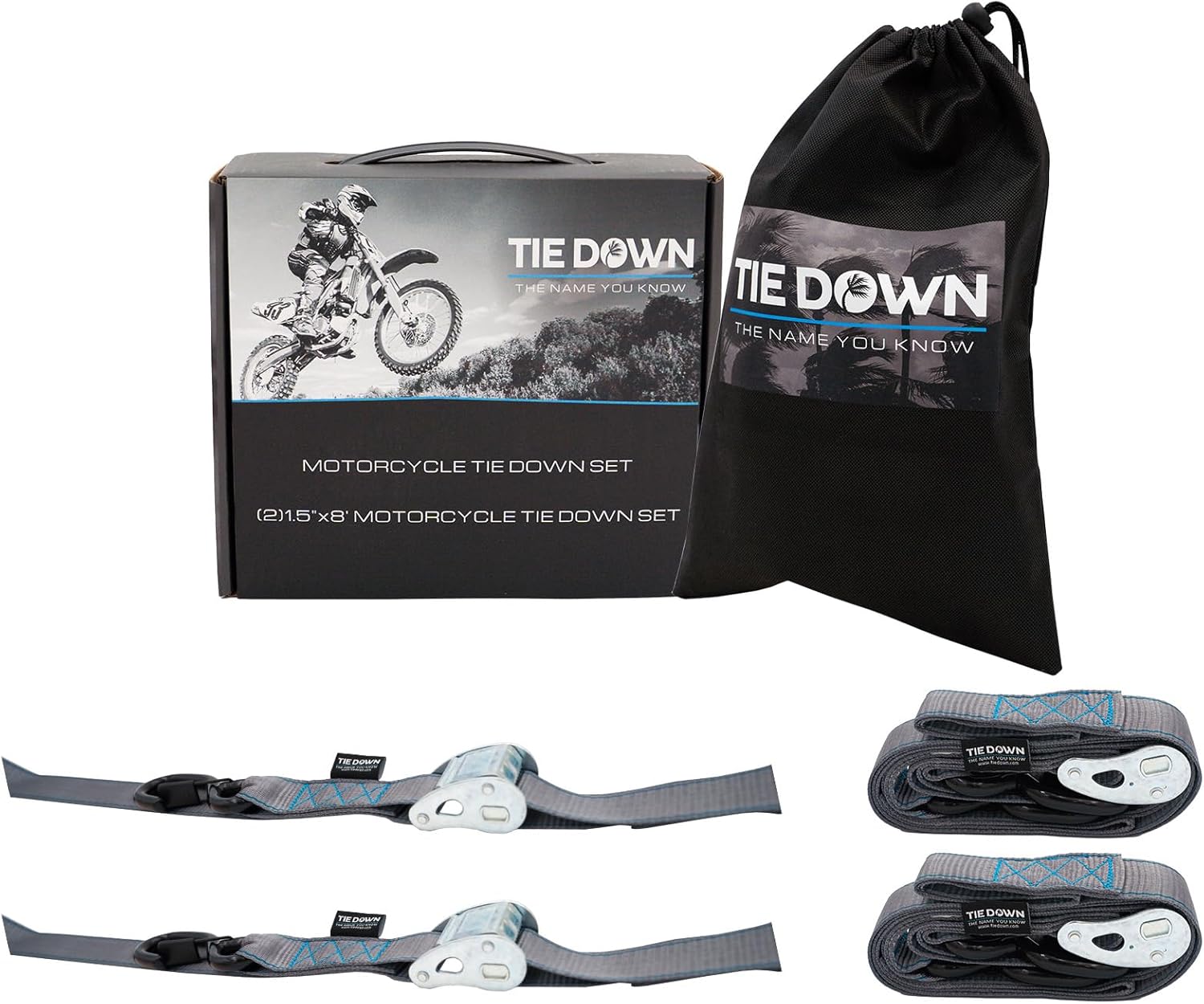 Amazon.com: Tie Down 1.5 in. x 8 ft Grey Heavy Duty Motorcycle Strap, 2 ...