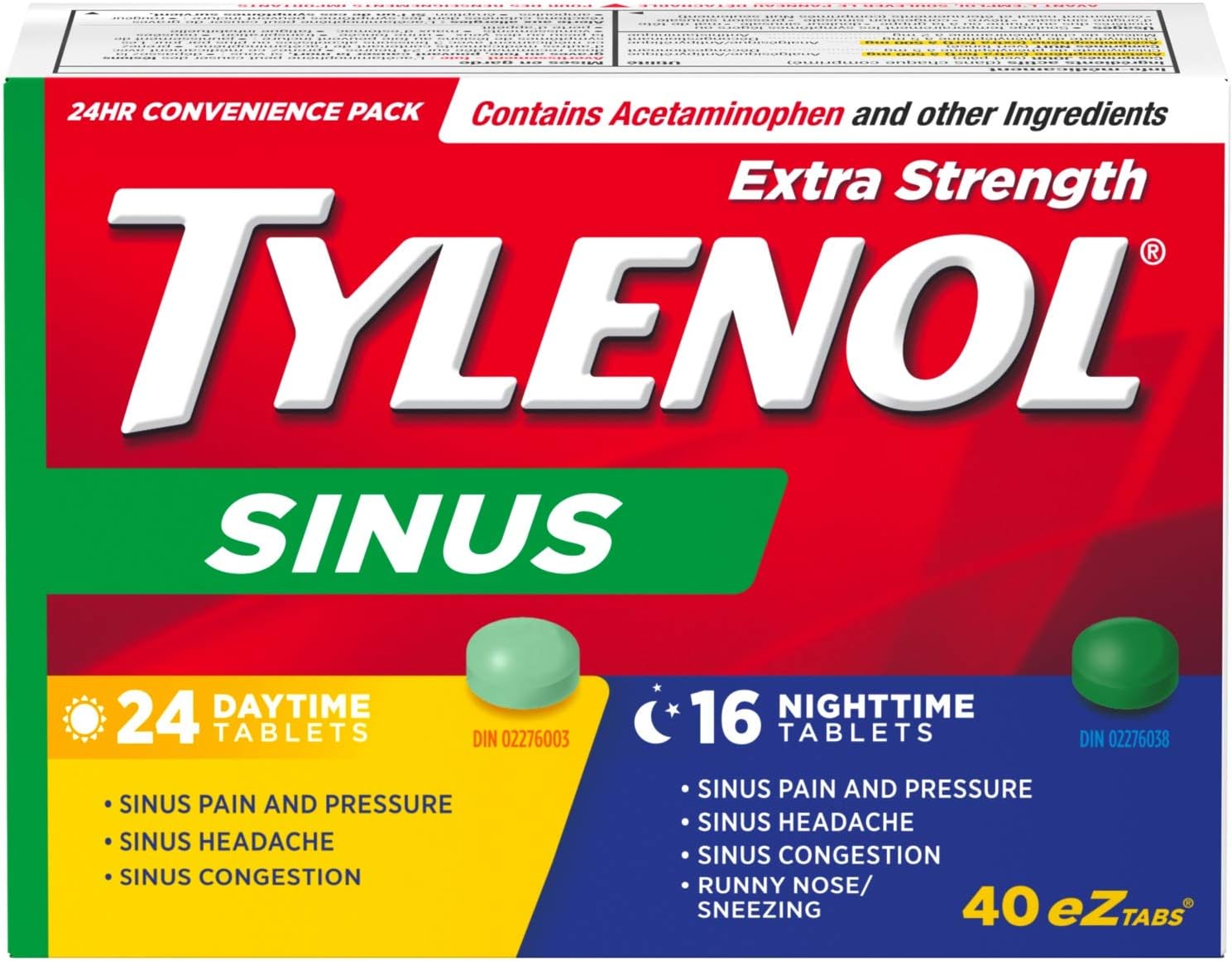 TYLENOL Sinus Extra Strength eZ Tabs, Relieves Sinus congestion and ...