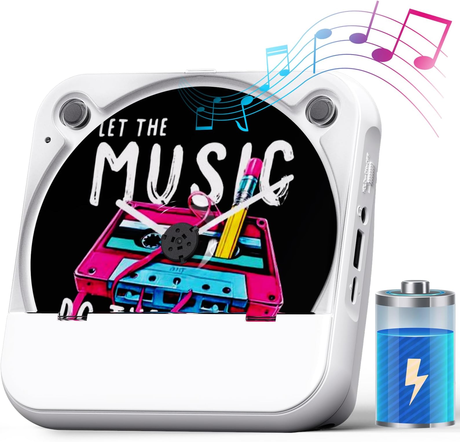 Amazon.com: ZYOKATA Portable CD Player for Home,Rechargeable 2000 mAh ...