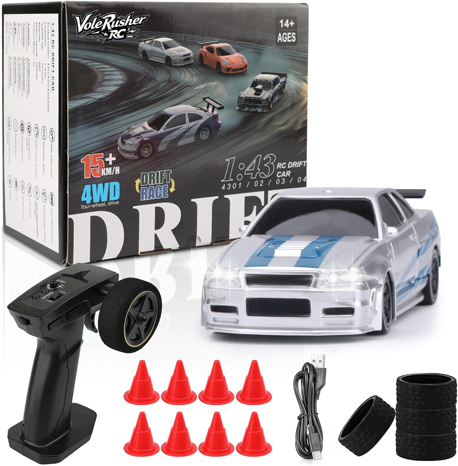 Amazon.com: VoleRusher RC [4WD Edition 1/43 Scale Mini RC Drift Car ...
