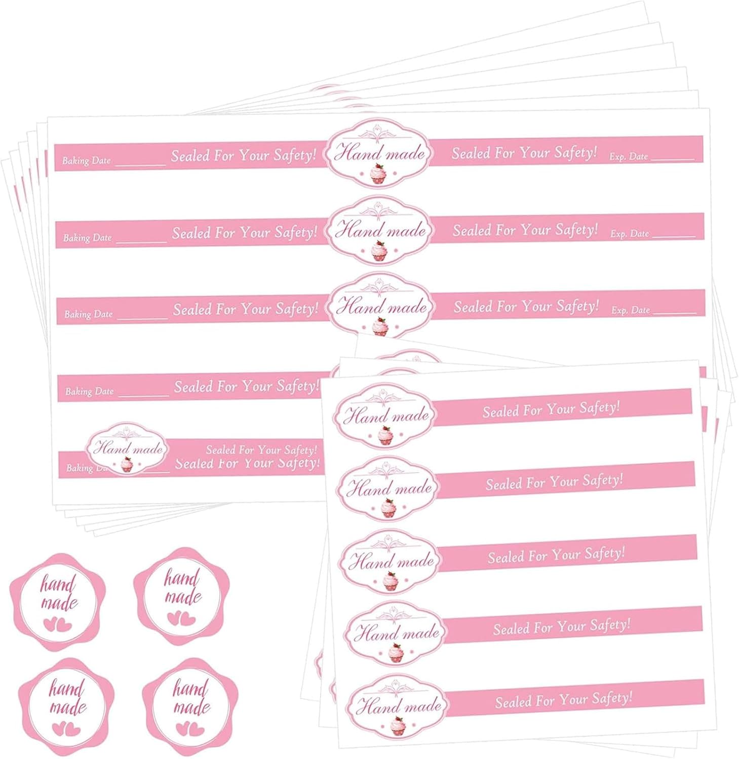 Amazon.com: 100 Pcs Handmade Food Retail Package Seal Labels 9x1'' Safe ...