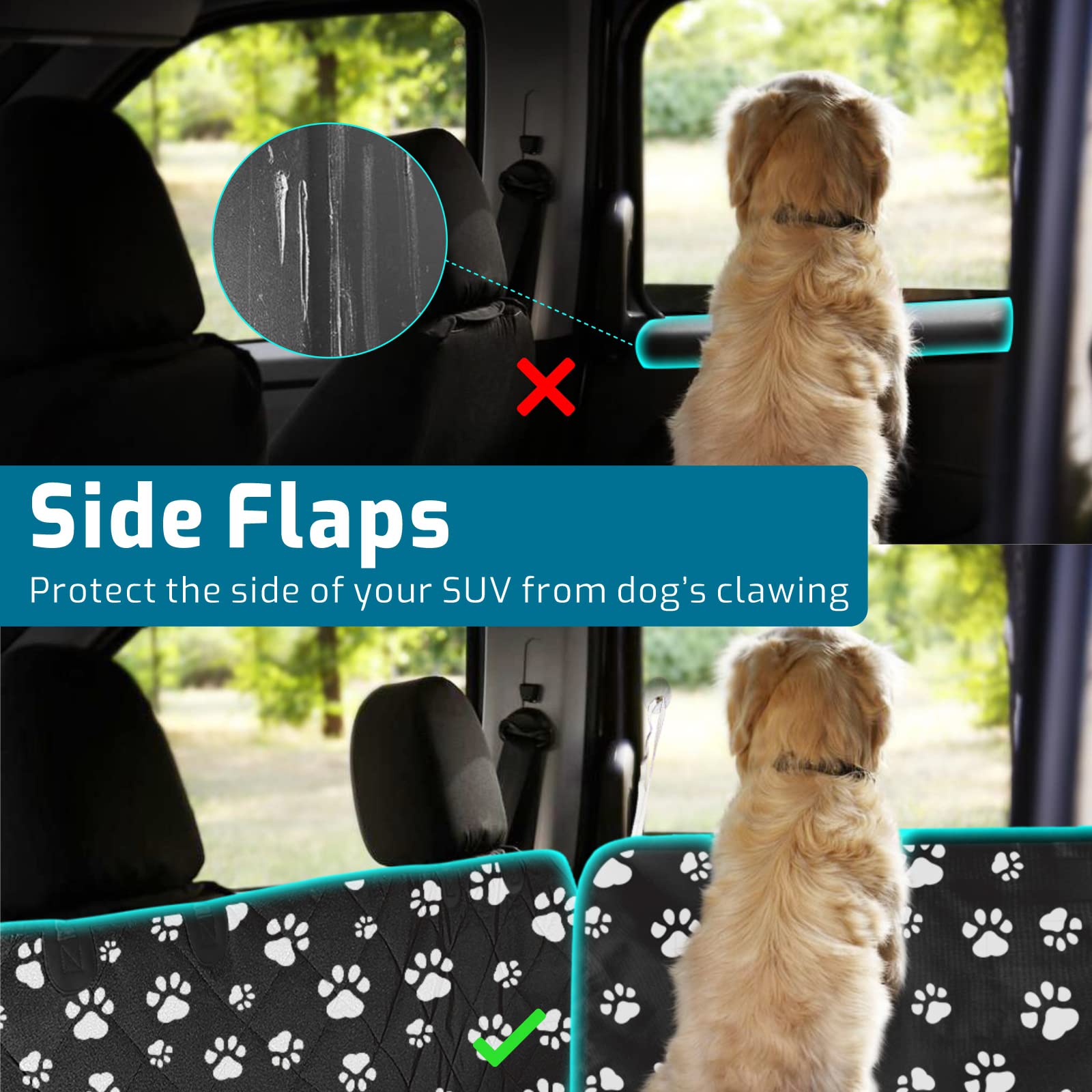 Veckle Cargo Liner, SUV Cargo Cover for Dogs with Side Flaps Hammock ...