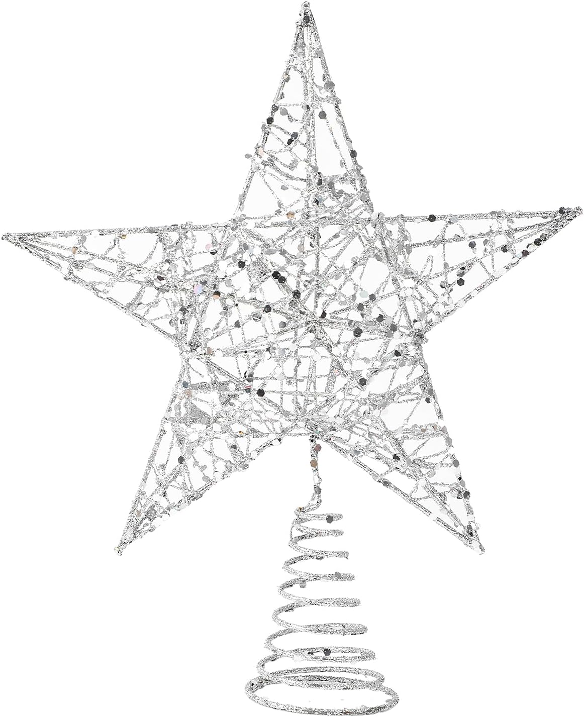 Amazon.com: Ornativity Silver Star Tree Topper - Christmas Swirl Design ...