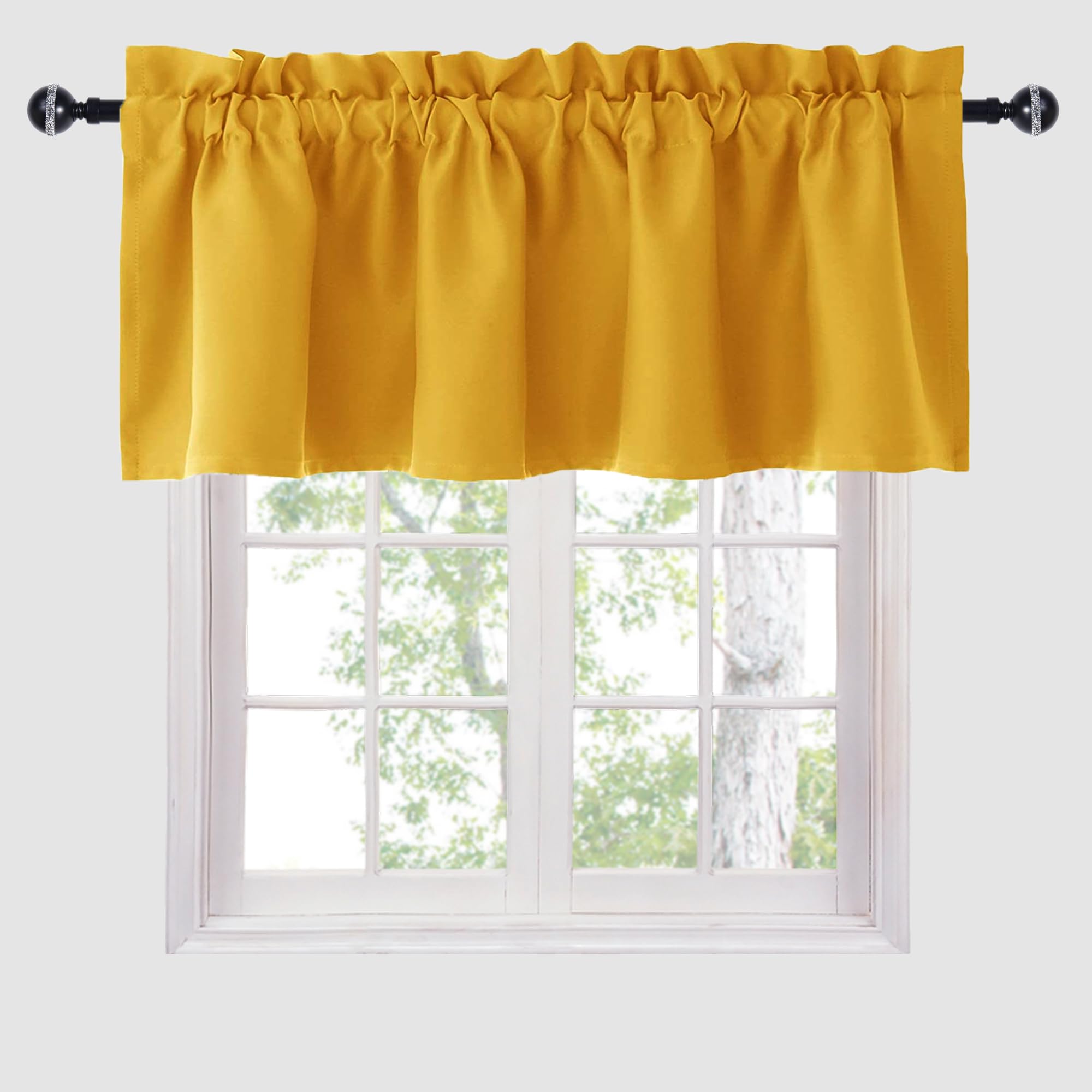 Amazon.com: Hiasan Yellow Valance Curtains for Kitchen - Blackout ...