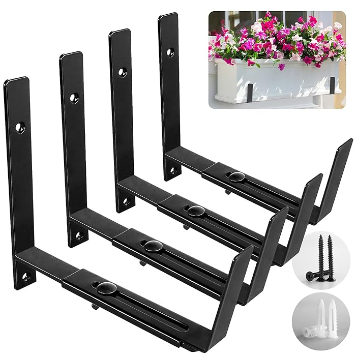 Buy 4 Pack Adjustable Planter Box Bracket (6 to 12 Inches) Planter ...
