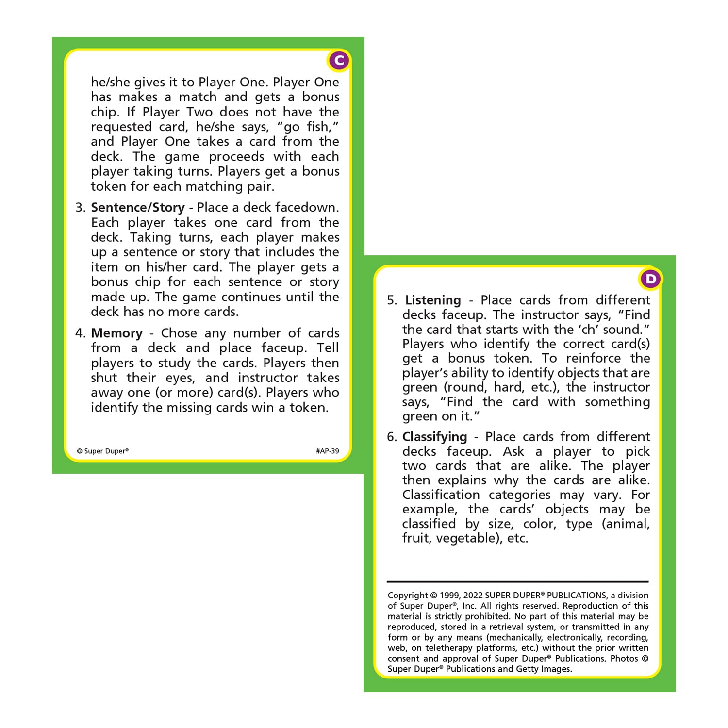 Articulation Games For Speech Therapy Super Duper Fun Deck - Speech ...