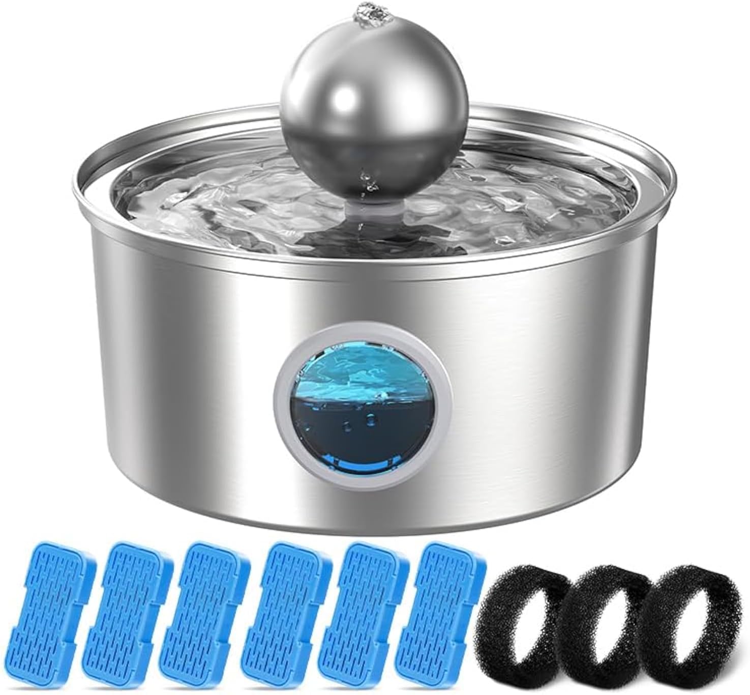 Amazon.com : Cat Water Fountain Stainless Steel:with 6 Carbon Filter+3 ...