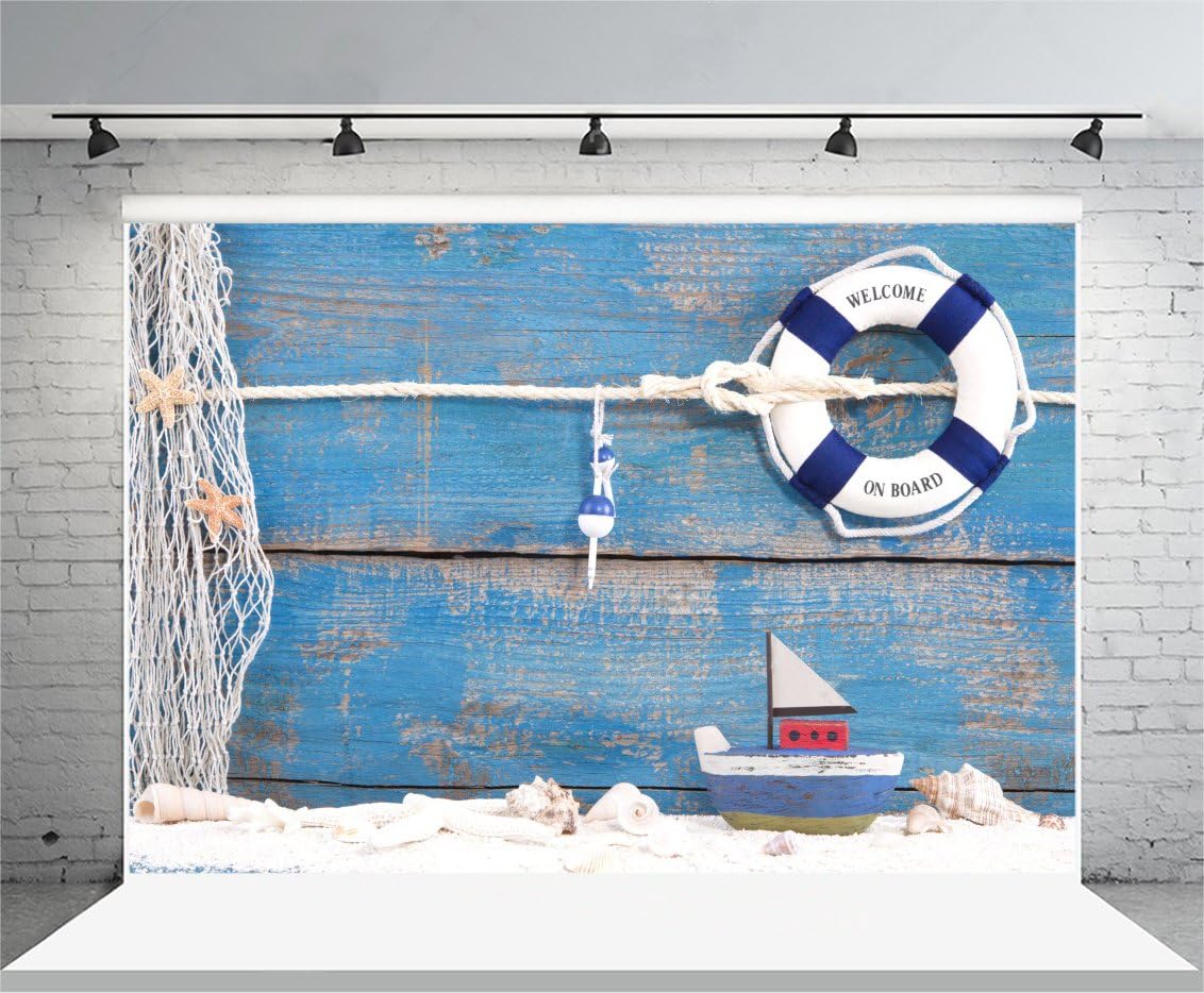 Amazon.com : Yeele 7x5ft Blue Wooden Splint Board Sailor Backdrop ...