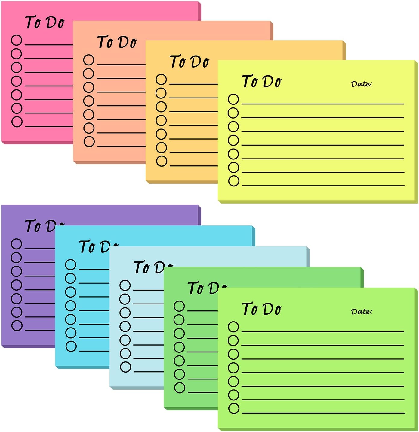 9 Pack to Do List Sticky Notes, Self-Stick Sticky Notes, Colorful ...