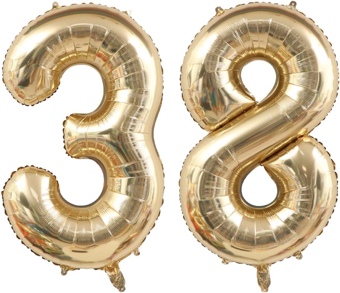 Amazon.com: 40 Inch Light Gold 38th Birthday Balloon,White Gold Giant 3 ...