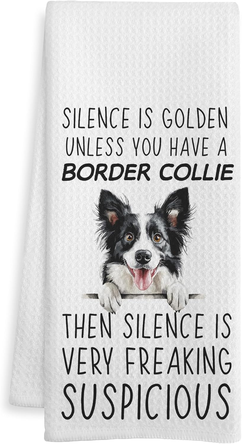 Amazon.com: WOTYPU Funny Border Collie Gifts Kitchen Towels, Dog Lovers ...