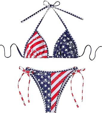 Amazon.com: SweatyRocks Women's 2 Piece Triangle Bikini Sets String Tie ...