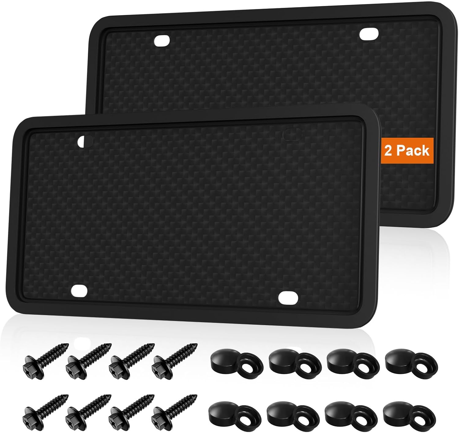 Amazon.com: Black License Plate Frames, 2 Pack Car License Plate Covers ...