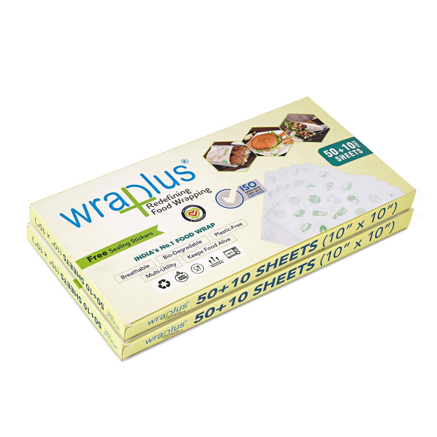 WRAPLUS "REDEFINING FOOD WRAPPING " Multi-Purpose Food Wrapping Paper Sheets (10x10 Inches) (120 ...