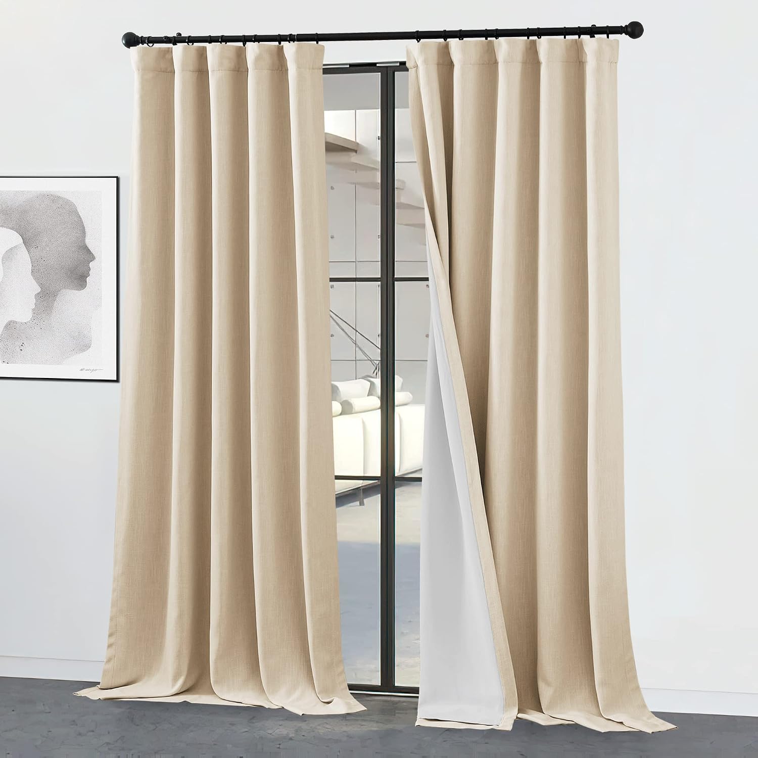 Amazon.com: RYB HOME Heavy Faux Linen Curtains for Bedroom, Blackout ...