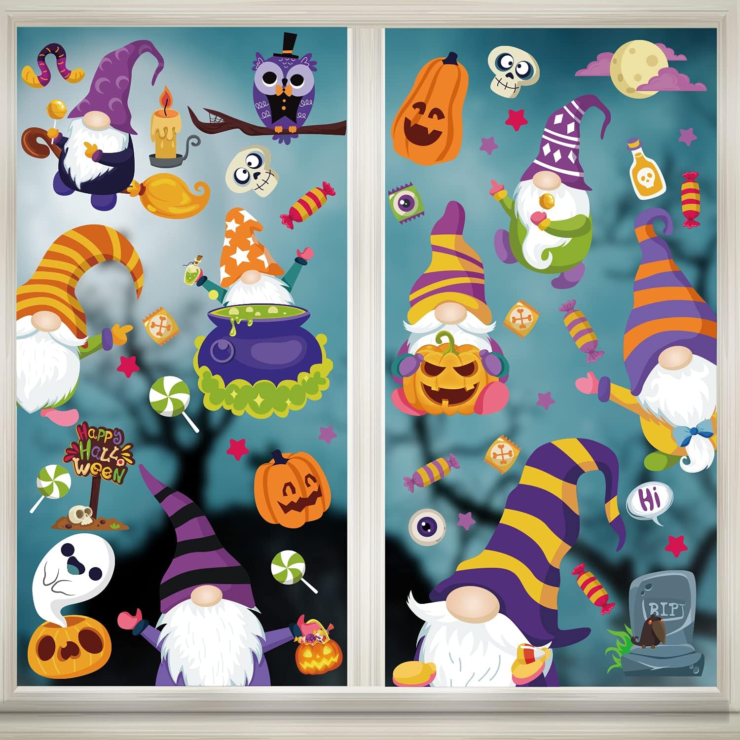 Amazon.com: LOKIPA Halloween Gnome Window Clings Decals Decorations, 8 ...