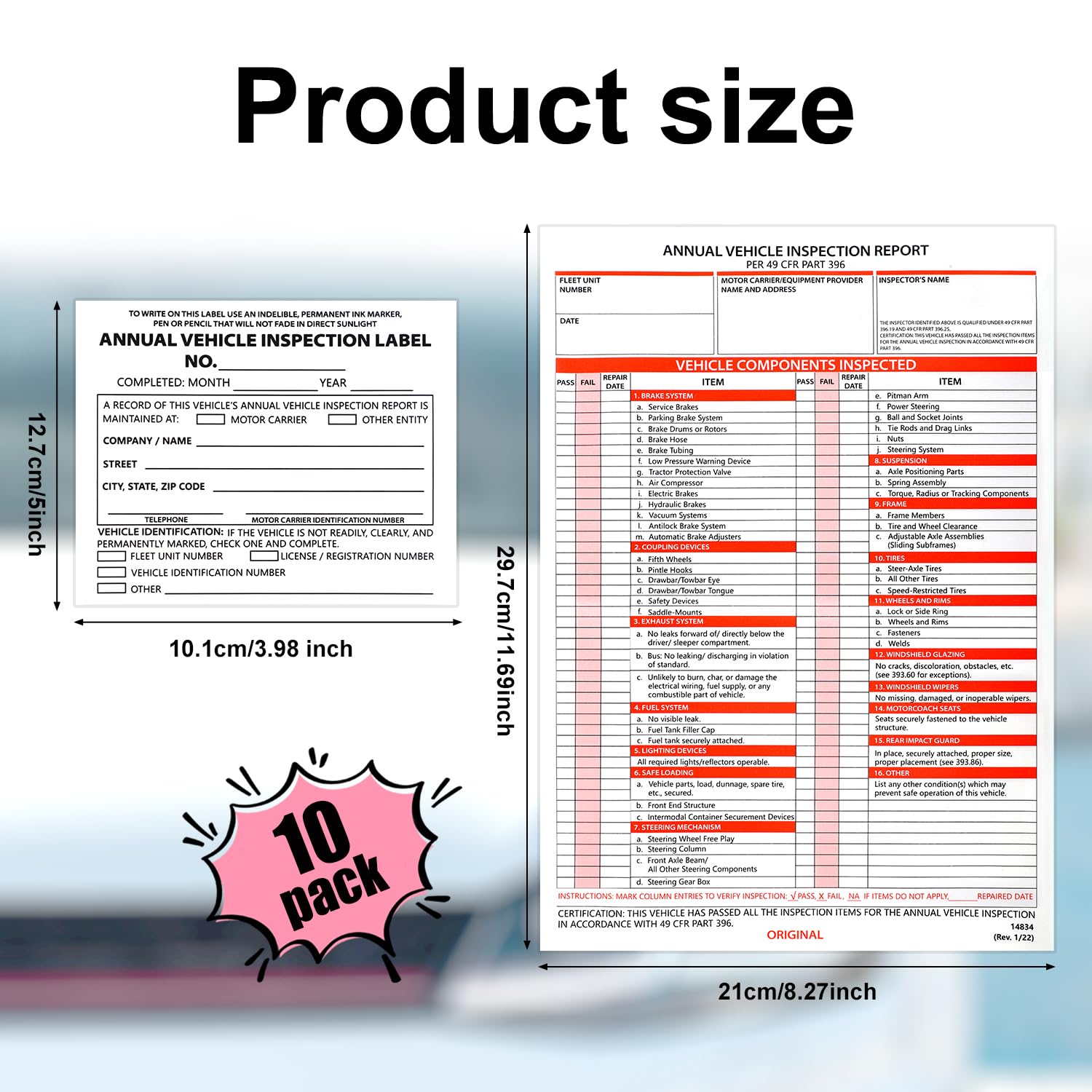 Reinforcement Labels Red Dot Stickers Annual Vehicle Inspection Report ...