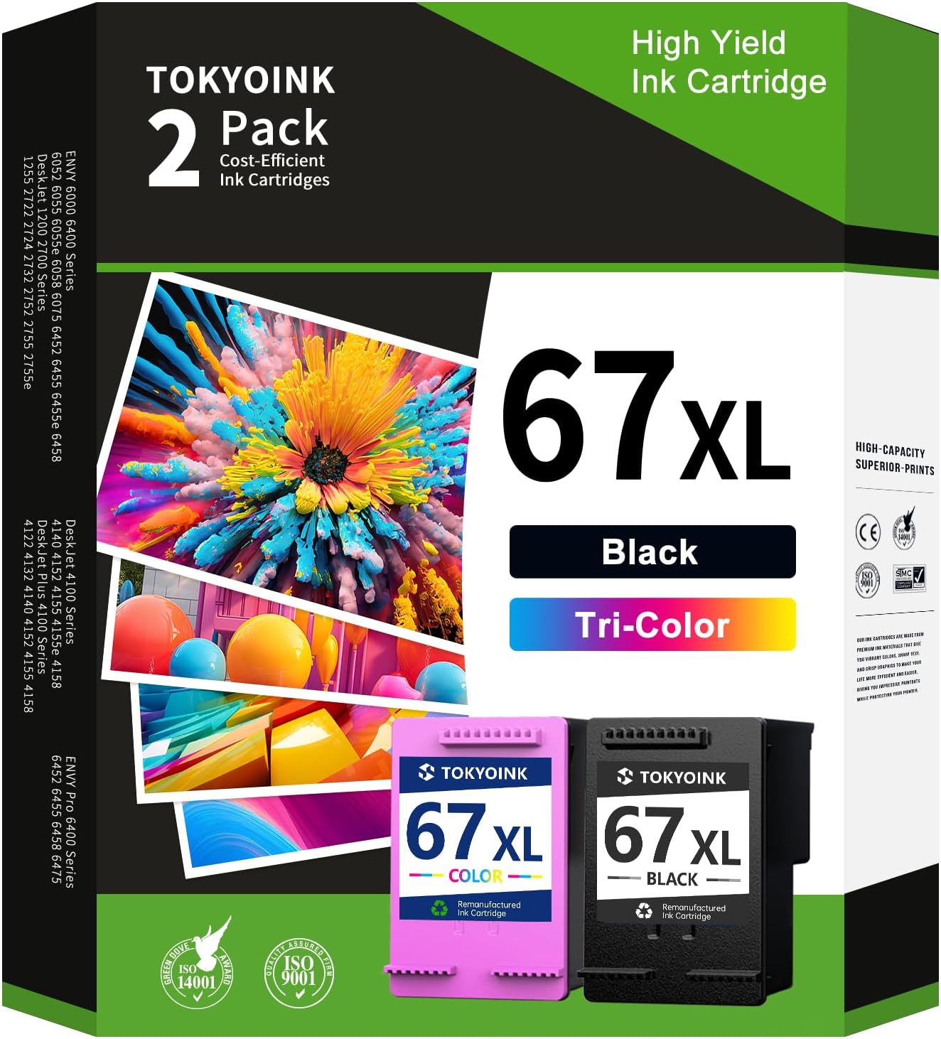 Amazon.com: TOKYOINK Compatible Ink Cartridges Replacement for HP 67XL High Yield Black Color ...