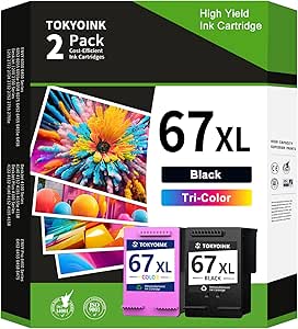 Amazon.com: TOKYOINK Compatible Ink Cartridges Replacement for HP 67XL High Yield Black Color ...