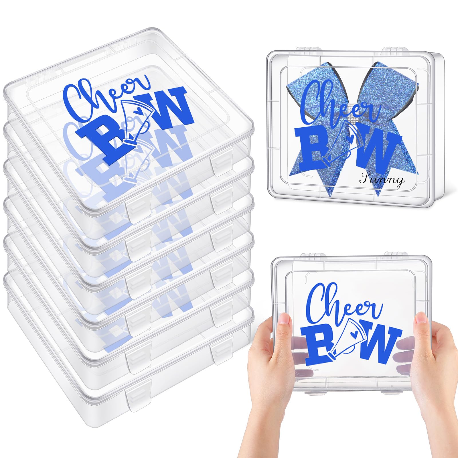 Amazon.com: Honeydak 6 Pcs Extra Large Cheer Bow Plastic Box Cheer Team ...