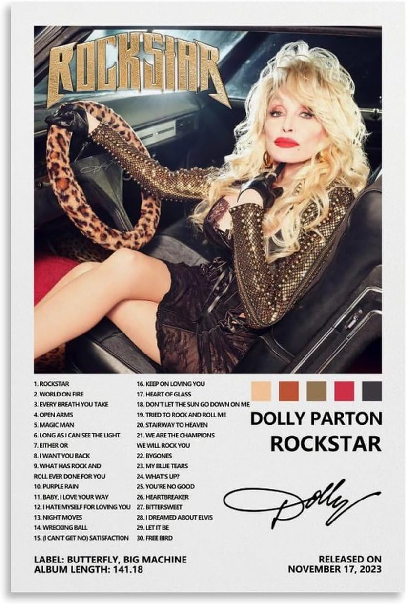 Amazon.com: MOOWI Dolly Poster Parton Rockstar Album Cover Poster for ...